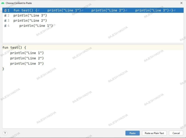 How to use Paste from History feature in Android studio - Rajesh Hadiya